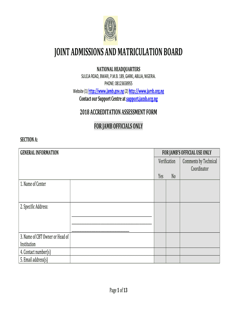 Joint Admissions And Matriculation Board - Fill Online, Printable ...