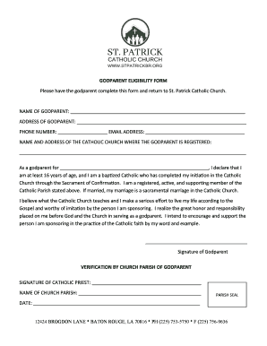 Fillable Online Godparent Requirements and Godparent Request Form ...