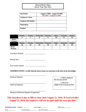 Fillable Online Hourly Wage Time Sheet Fax Email Print - pdfFiller