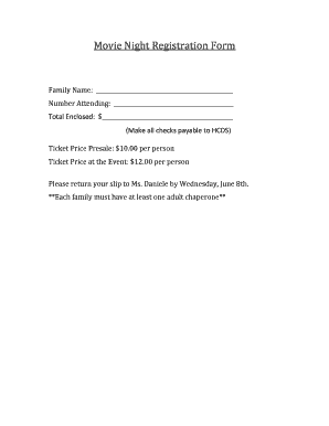 Fillable Online Movie Night Registration Form Fax Email Print - pdfFiller