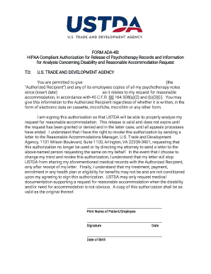 Fillable Online FORM ADA-4B: HIPAA-Compliant Authorization for Release ...