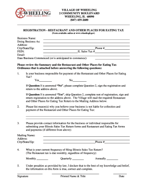 Fillable Online Restaurant and Other Places for Eating Registration ...