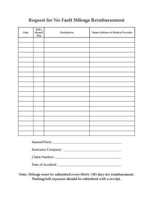 Fillable Online Request for No-Fault Mileage Reimbursement Fax Email ...