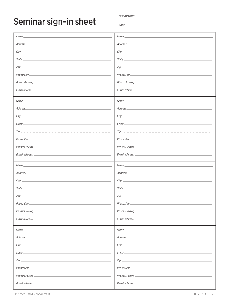 Fillable Online Seminar sign in sheet update Fax Email Print - pdfFiller
