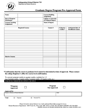 Fillable Online Graduate Degree Program Pre-Approval Form Fax Email ...