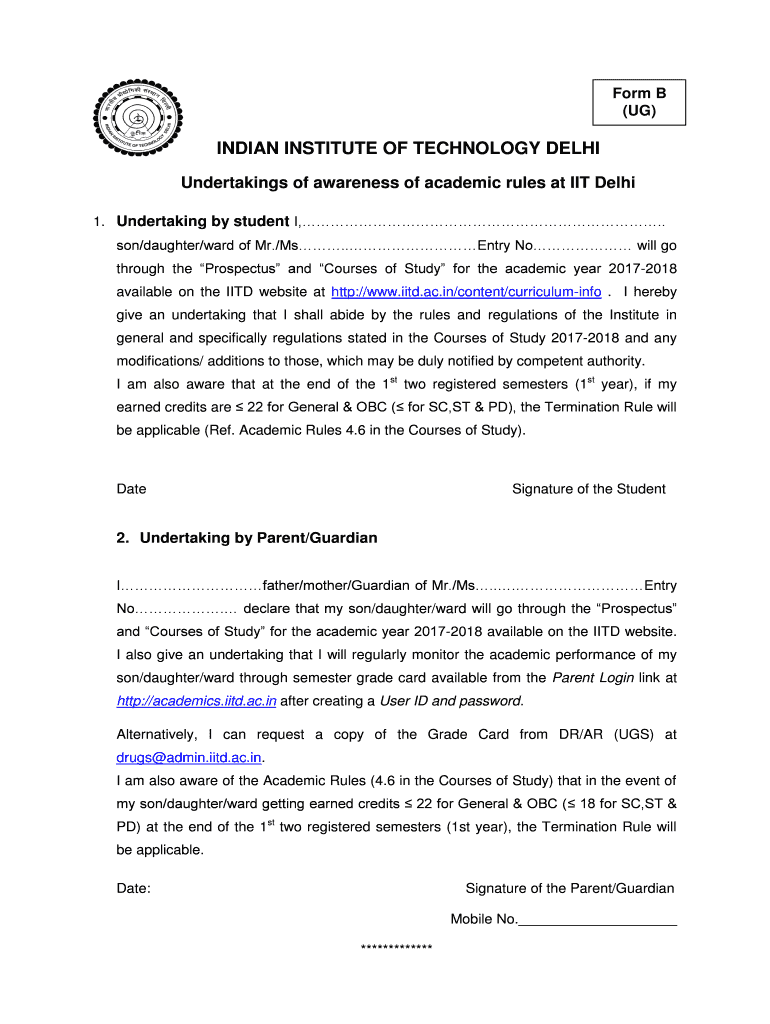 Fillable Online bsw iitd ac indian institute of technology delhi ...