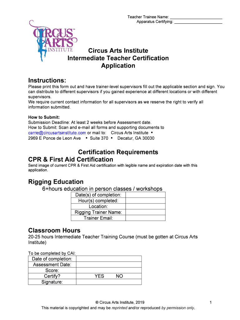 Fillable Online CAI Forms - CIRCUS ARTS INSTITUTE Fax Email Print ...