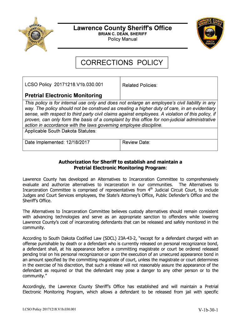 Fillable Online Lawrence County Sheriff's Office - Lawrence County, SD ...