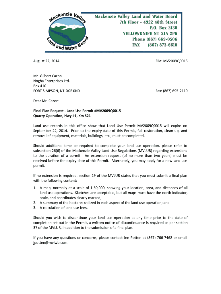 Fillable Online Kamran Ata GNWT - Mackenzie Valley Land and Water Board ...