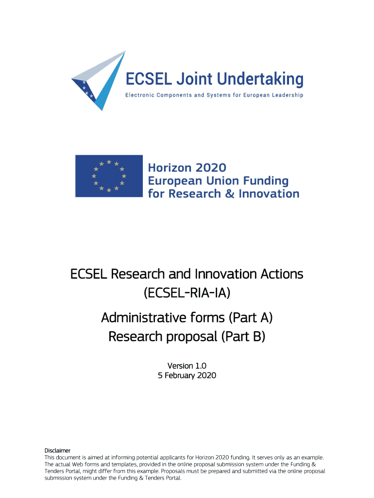 Fillable Online ec europa ECSEL Innovation Actions (ECSEL-CSA) Administrative forms ... Fax ...