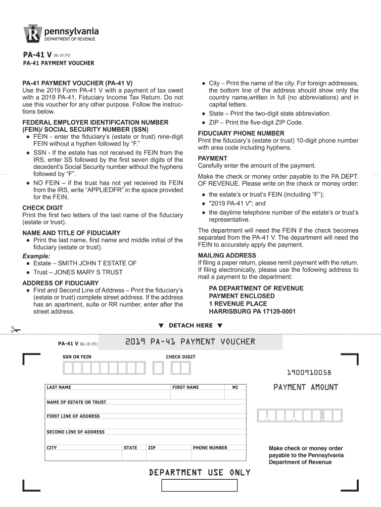 PA-41 Payment Voucher - Blank Fillable Template | Fill Out, Print ...
