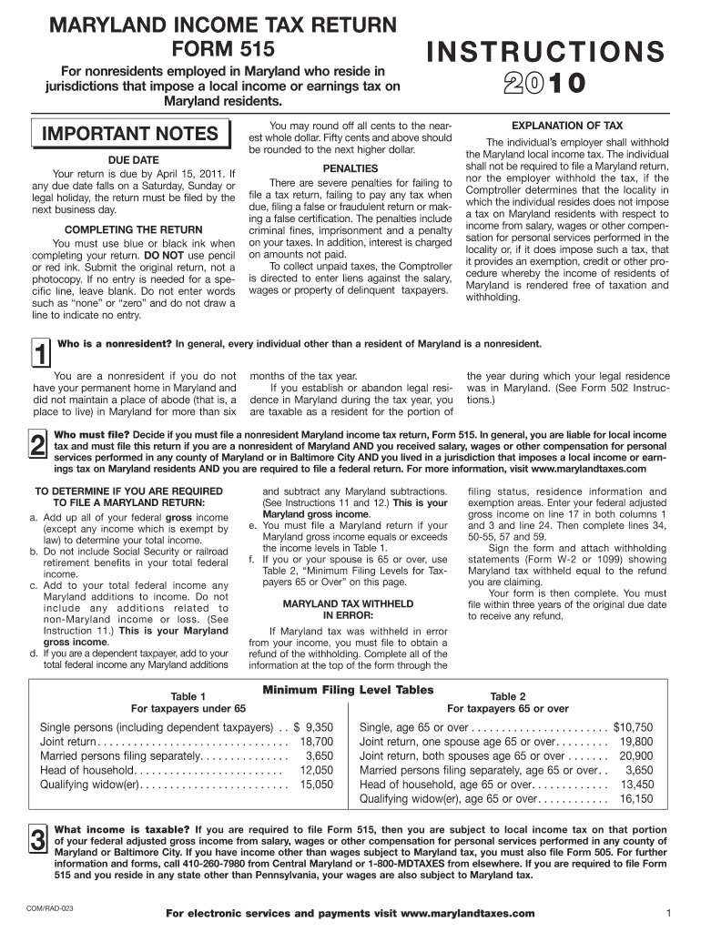 Fillable Online Choose the Right Income Tax Form - Maryland Taxes Fax ...
