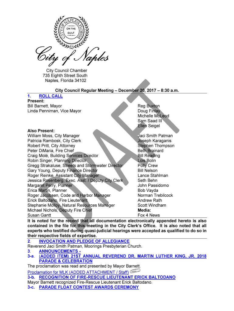 Fillable Online Patricia Rambosk, City Clerk Fax Email Print - pdfFiller