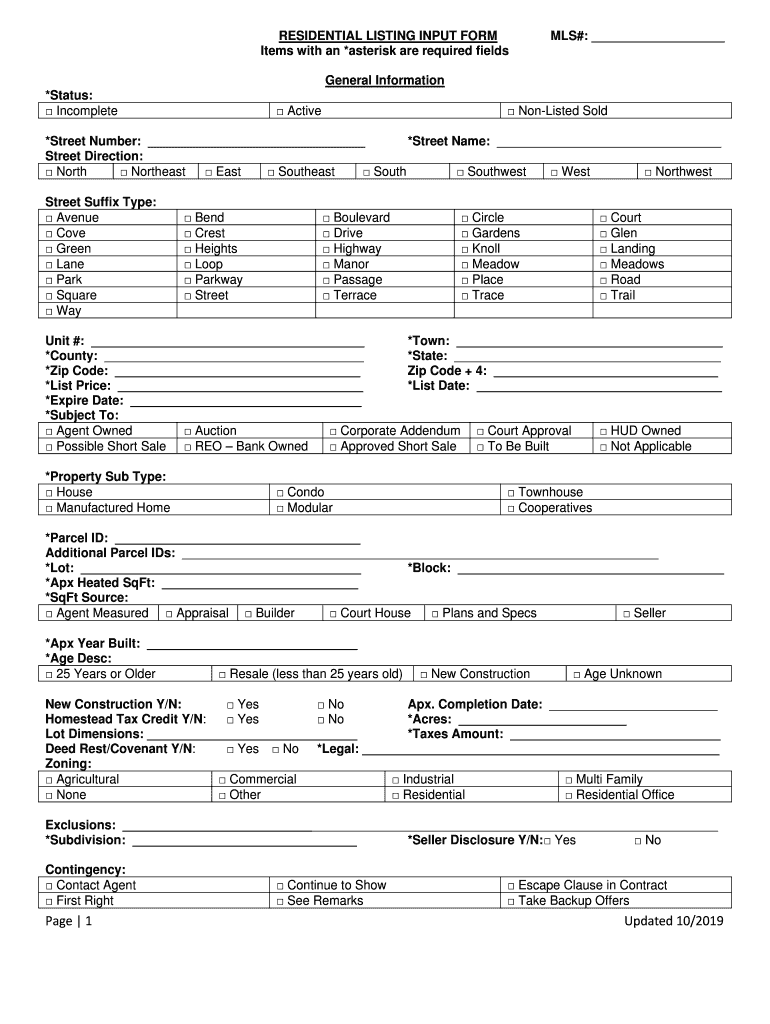 Fillable Online Residential Input Sheet Fax Email Print - pdfFiller
