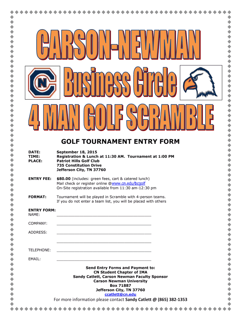 Fillable Online golf tournament entry form - 1 Fax Email Print - pdfFiller