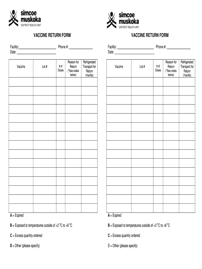 Fillable Online Mississippi State Department of Health Vaccine Return ...