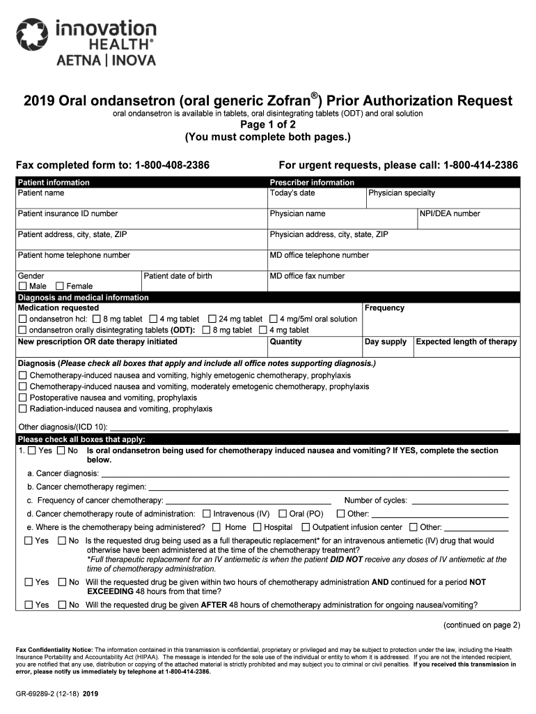 Fillable Online 2019 Oral (oral generic ) Prior Authorization Request ...