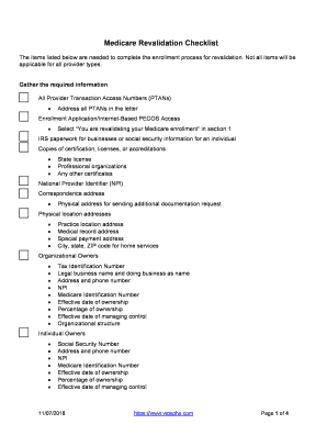 Fillable Online REVALIDATION APPLICATION CHECKLIST - Centers for Medicare and ... Fax Email ...