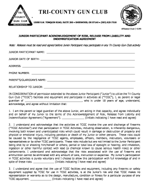 Fillable Online Tri County Gun Club Release Form - Junior (clean) (003 ...