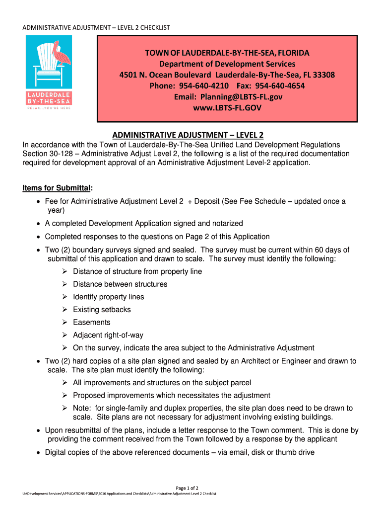 Fillable Online ADMINISTRATIVE ADJUSTMENT LEVEL 2 CHECKLIST Fax Email ...