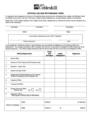 Fillable Online OFFICIAL COLLEGE WITHDRAWAL FORM Fax Email Print ...