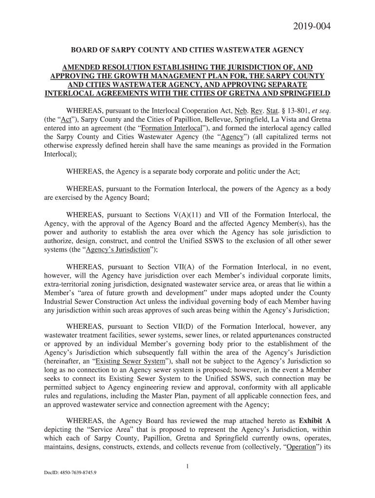 Fillable Online board of sarpy county and cities wastewater agency ...
