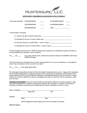 Fillable Online HNOA Supplement - Huntersure Fax Email Print - pdfFiller