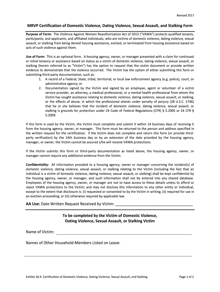 Fillable Online MRVP Certification of Domestic Violence, Dating ...