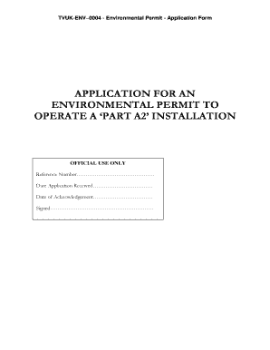 Fillable Online application for an environmental permit to operate a ...