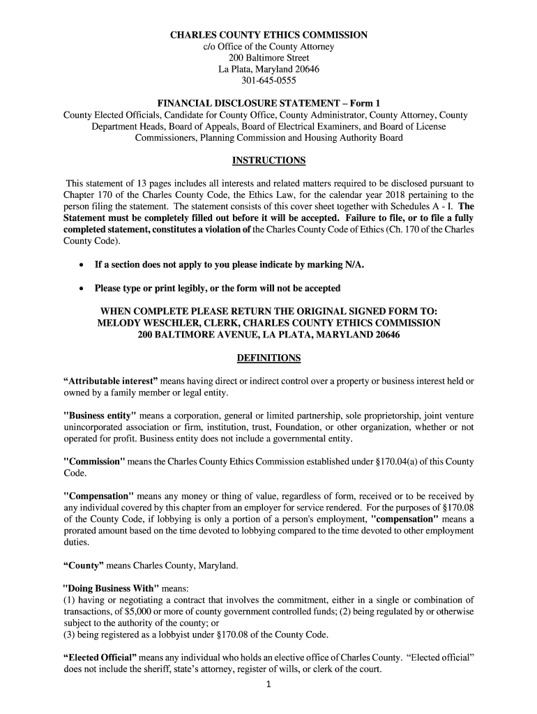 Fillable Online FINANCIAL DISCLOSURE STATEMENT Form 1 Fax Email Print ...