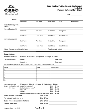 Patient Ination Sheet - essehealth.com Doc Template | pdfFiller
