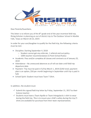 Fillable Online risingscholars stisd RSA FieldTrip Outdoor school ...