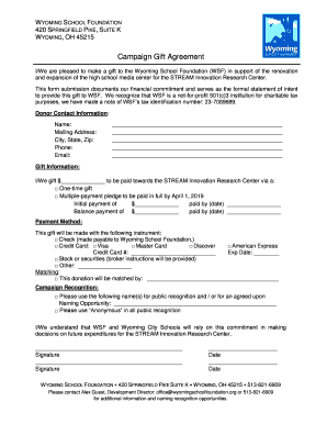 Fillable Online Campaign Gift Agreement - DonorDrive Fax Email Print ...