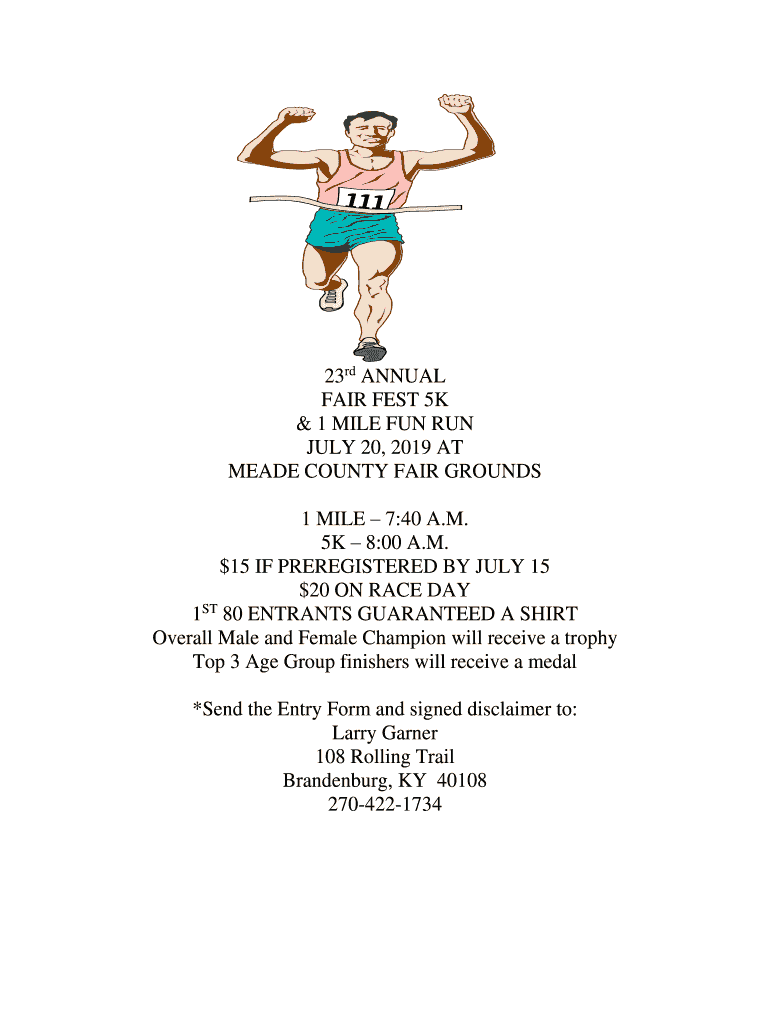 Fillable Online 1999 FAIR FEST 5K - Meade County Track & Cross Country ...