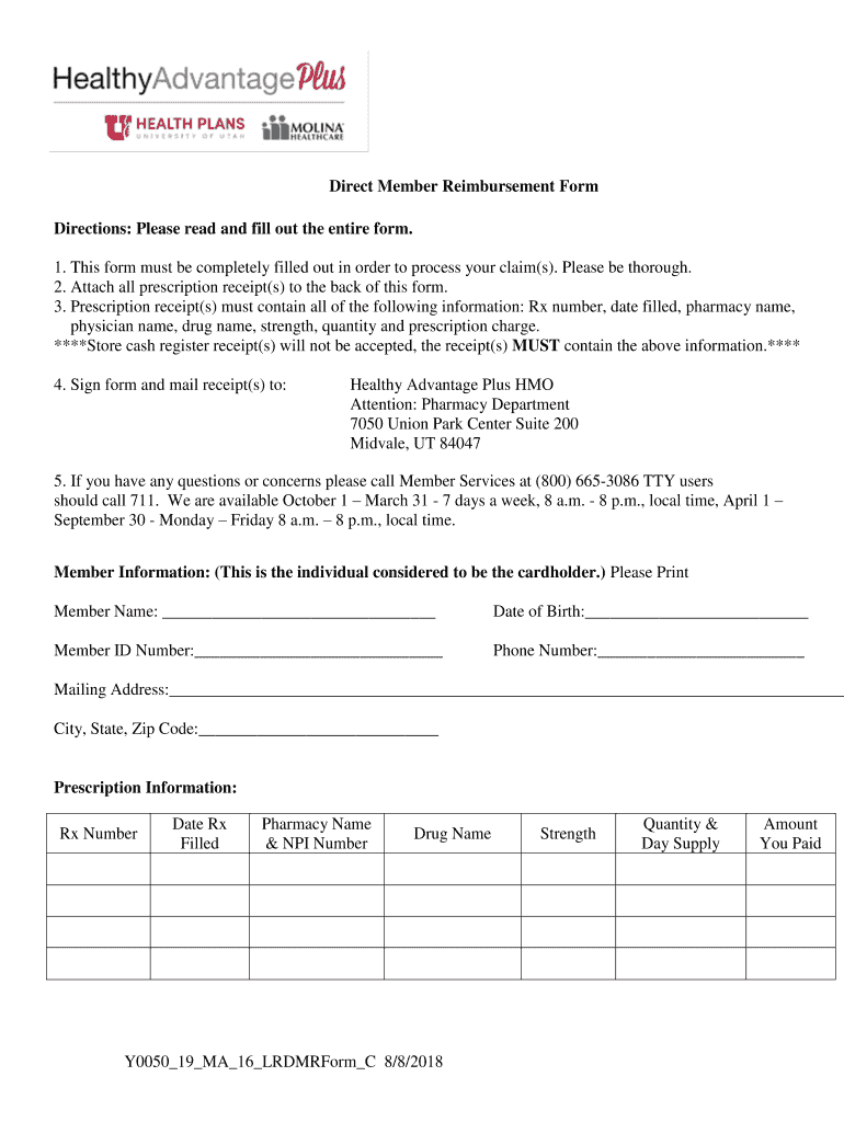 Fillable Online direct-member-reimbursement-form-hap-2019 EN. direct-member-reimbursement-form ...