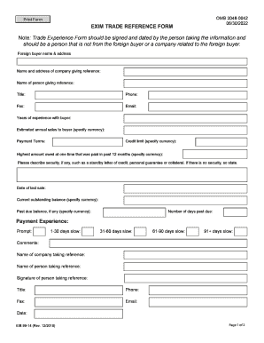 Fillable Online EXIM TRADE REFERENCE FORM Fax Email Print - pdfFiller