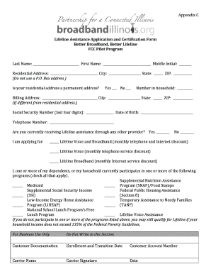 Fillable Online Appendix C Lifeline Assistance Application and ...
