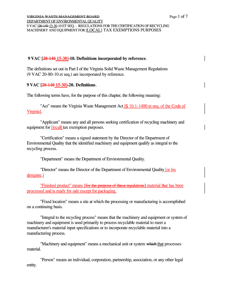 Fillable Online VIRGINIA WASTE MANAGEMENT BOARD Page 1 of 7 DEPARTMENT ...