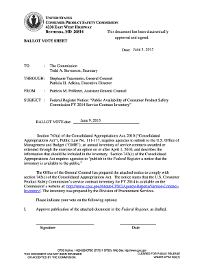 Fillable Online Service Contract Ballot Vote Sheet Fax Email Print ...