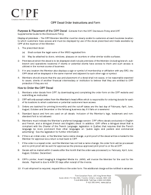 Fillable Online CIPF Decal Order Instructions and Form Purpose ...