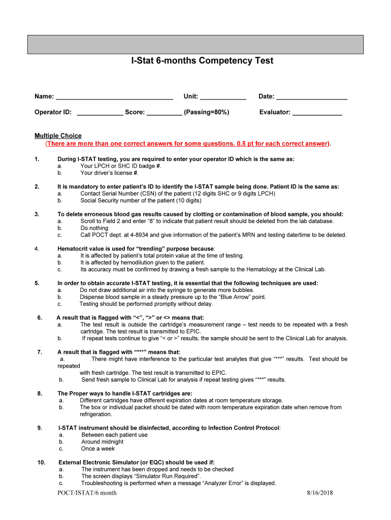Istat Competency Quiz Answers - Fill Online, Printable, Fillable, Blank ...
