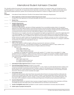 Fillable Online International Student Requirements Packet - Minnesota ...