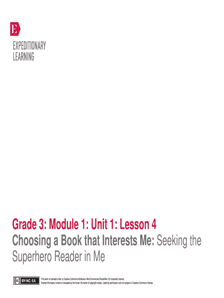 Fillable Online Grade 3: Module 1: Unit 1: Lesson 4 Choosing a ...