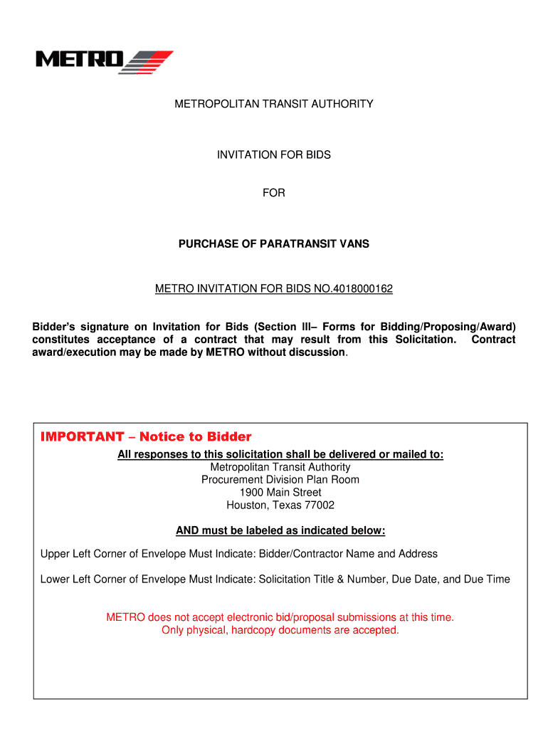 Fillable Online WisDOT Procurement - Invitation for Bid Toolkit ...