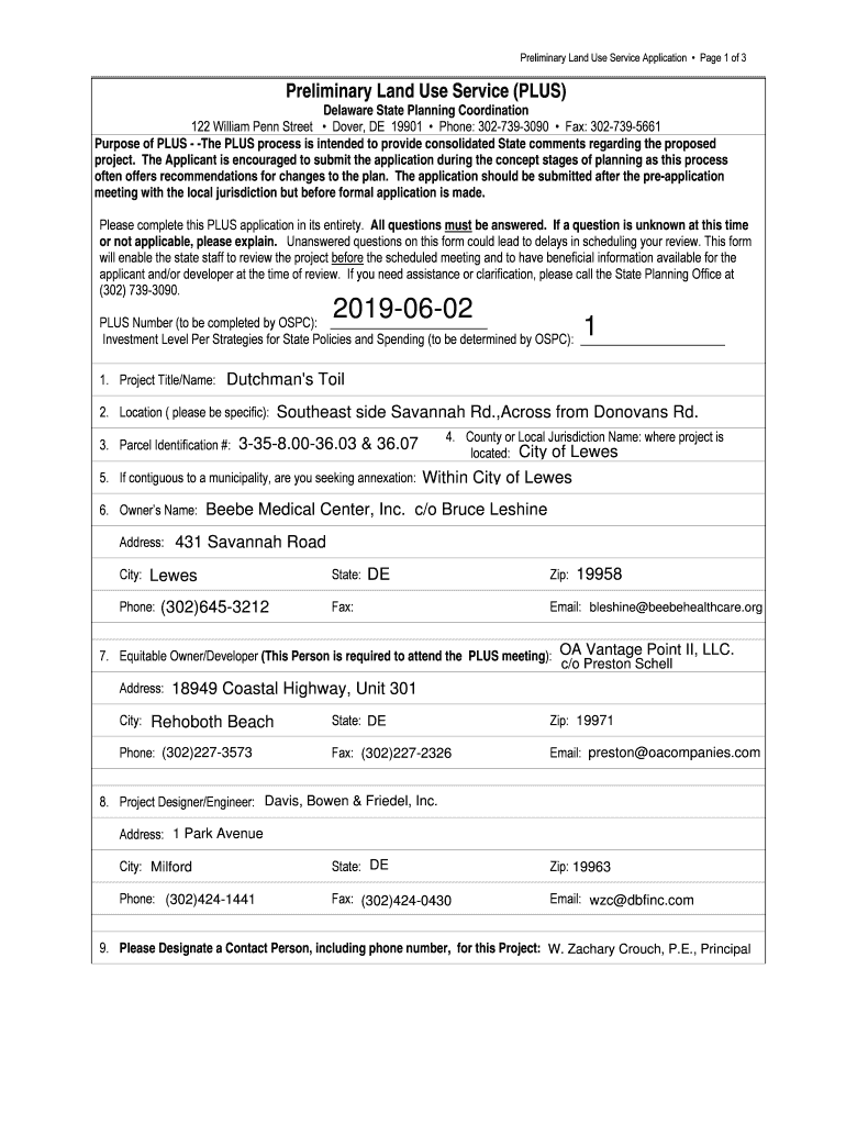 Fillable Online stateplanning delaware Project Title/Name: Dutchman's ...