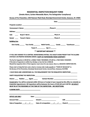 Fillable Online Smoke Detector Inspection Request Form Fax Email Print ...