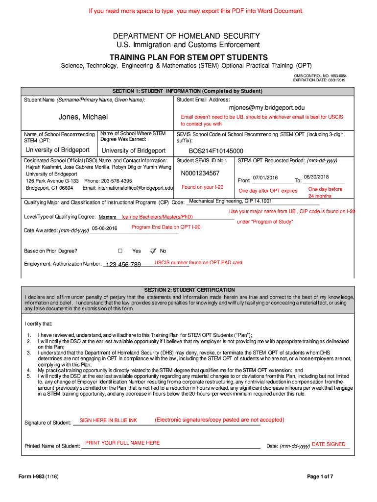 Fillable Online DSOs and the Form I-983 - Study in the States ...