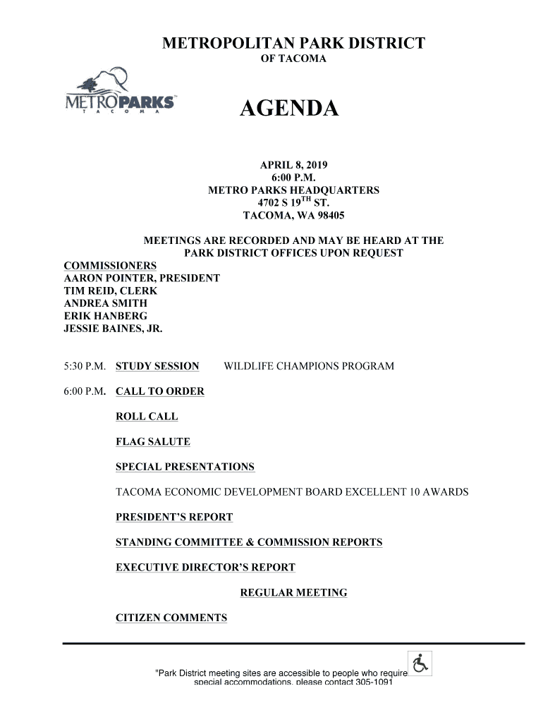 Fillable Online Metro Parks Headquarters - Metro Parks Tacoma Fax Email Print - pdfFiller