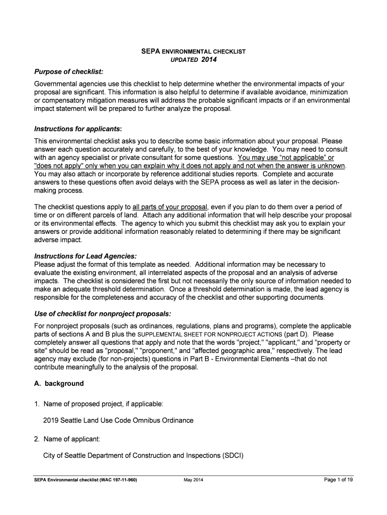 Fillable Online sepa environmental checklist - City of Duvall Fax Email ...