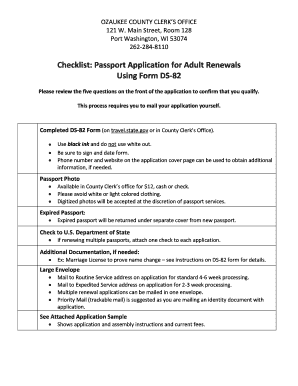 Fillable Online Checklist: Passport Application for Adult Renewals ...